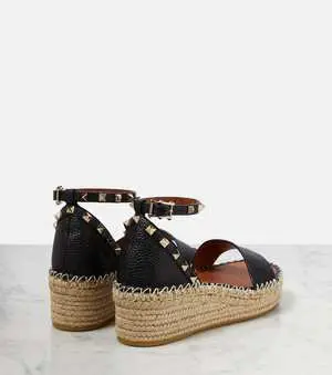 Valentino Garavani Rockstud Leather Espadrille Wedges