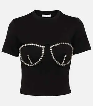 AREA Embellished Crop Top