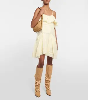 MARANT ETOILE Embroidered Cotton Mini Dress