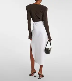 Norma Kamali High-rise Cotton-blend Midi Skirt