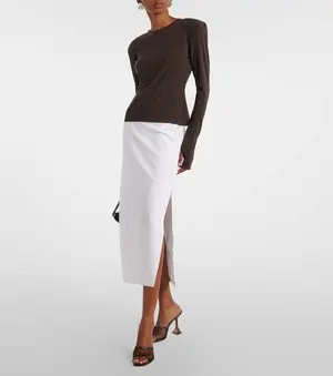 Norma Kamali High-rise Cotton-blend Midi Skirt
