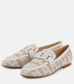 TOD'S Kate Leather-trimmed Loafers - Beige