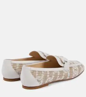 TOD'S Kate Leather-trimmed Loafers - Beige