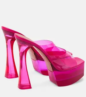 Amina Muaddi Dalida Glass Platform Mules