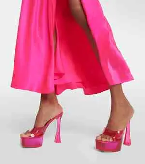 Amina Muaddi Dalida Glass Platform Mules