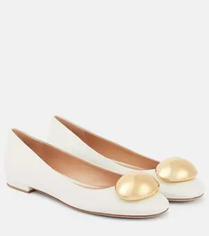 GIANVITO ROSSI Sphera Leather Ballerinas - White