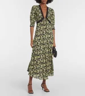 Rixo Amina Lace-trimmed Midi Dress