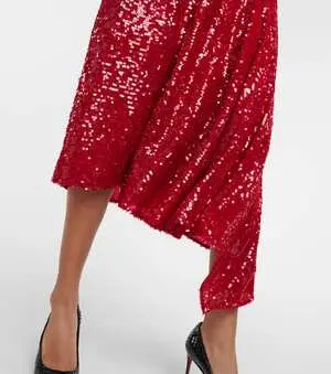Erdem Asymmetric Sequined Midi Dress