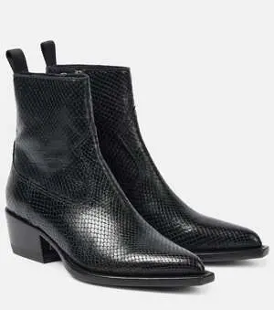 GOLDEN GOOSE Debbie Snake-effect Leather Ankle Boots - Black