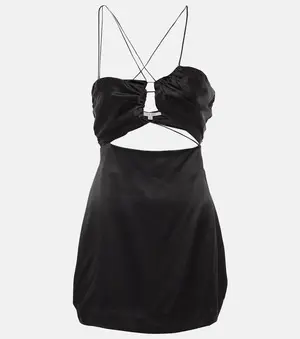 THE SEI Asymmetrical Silk Satin Mini Dress