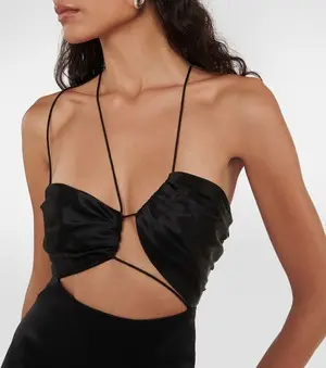 THE SEI Asymmetrical Silk Satin Mini Dress