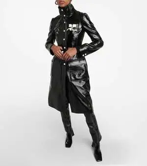 COURREGES Logo Cotton-blend Trench Coat - Black
