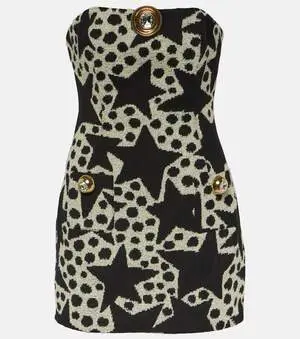 AREA Jacquard Strapless Cotton-blend Minidress