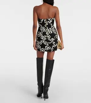 AREA Jacquard Strapless Cotton-blend Minidress