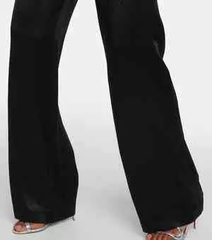 THE SEI High-rise Wide-leg Silk Satin Pants - Black