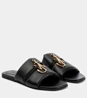 JW Anderson Anchor Leather Sandals - Black