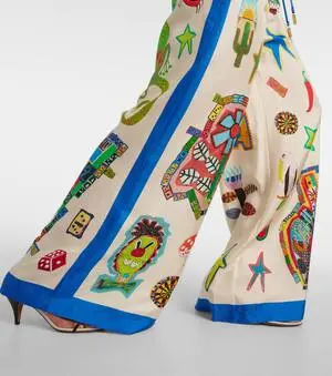 ALEMAIS Rollers Printed Silk Palazzo Pants