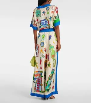 ALEMAIS Rollers Printed Silk Palazzo Pants