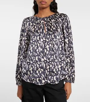 Velvet By Graham & Spencer Kade Printed Satin Blouse