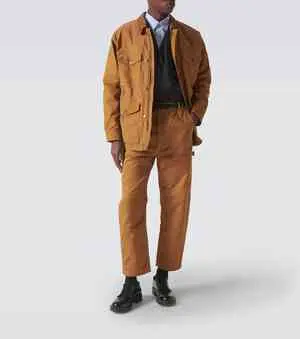 Comme Des Garçons Herringbone Cotton Straight Leg Trousers