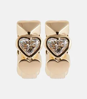 SYDNEY EVAN Heart Diamond Hoop Earrings - Gold