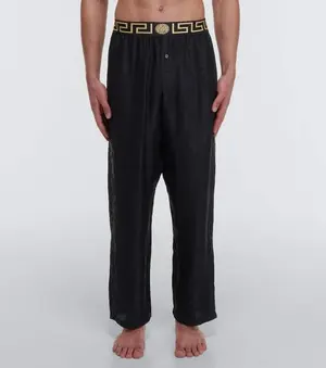 Versace Barocco Silk Twill Pajama Bottoms