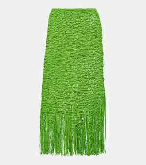 ROBERTA EINER Element Fringed Cotton Midi Skirt