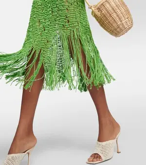 ROBERTA EINER Element Fringed Cotton Midi Skirt