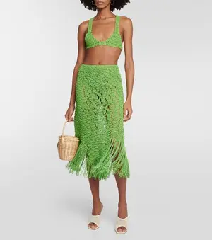 ROBERTA EINER Element Fringed Cotton Midi Skirt