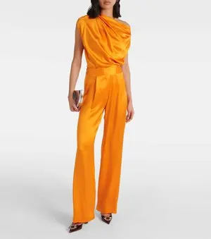 THE SEI Draped One-shoulder Silk Top