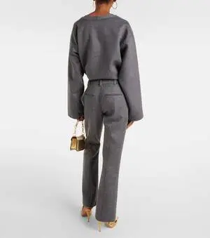 Valentino Garavani Mohair And Wool Flared Trousers
