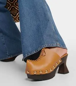 Etro 50 Leather Platform Clogs