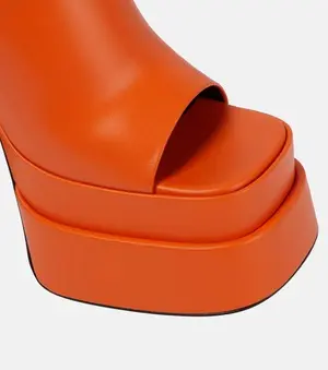 Versace Leather Platform Mules - Orange