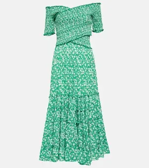 Poupette St Barth Soledad Floral Midi Dress - Blue