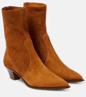 AQUAZZURA Brunswick Suede Ankle Boots - Brown
