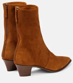 AQUAZZURA Brunswick Suede Ankle Boots - Brown