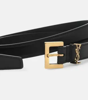 Saint Laurent Cassandre Slim Leather Belt