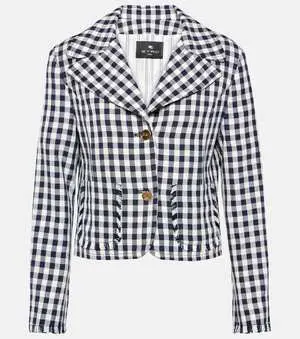 Etro Gingham Cropped Blazer - Black