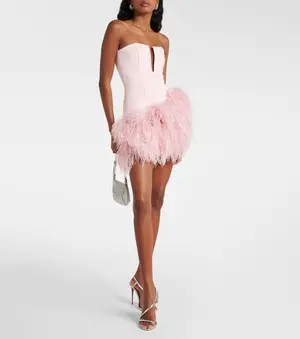 David Koma Feather-trimmed Mini Dress