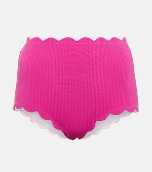 Marysia Scalloped High-rise Bikini Bottoms - Purple