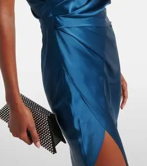THE SEI Draped One-shoulder Silk Satin Gown