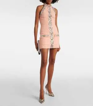 Balmain Embellished Halterneck Minidress