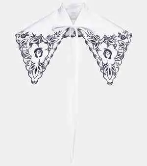 PATOU Embroidered Cotton Poplin Collar