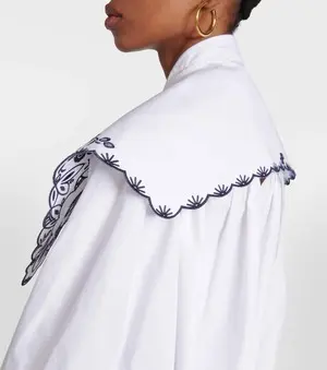 PATOU Embroidered Cotton Poplin Collar