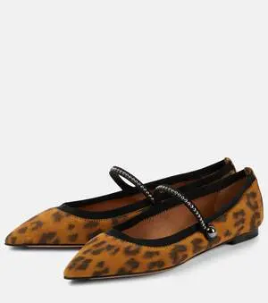 AQUAZZURA Romy Leopard-print Suede Ballet Flats