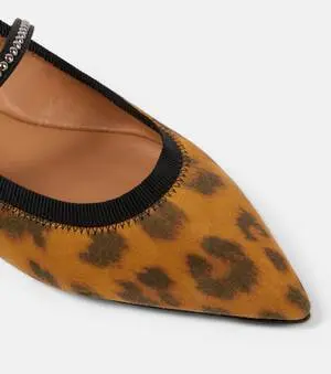 AQUAZZURA Romy Leopard-print Suede Ballet Flats