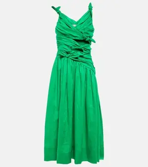 Zimmermann Tiggy Ruched Linen Midi Dress - Green