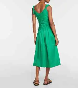 Zimmermann Tiggy Ruched Linen Midi Dress
