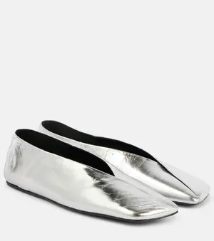 JIL SANDER Jil Sander Metallic Leather Ballerinas Silver