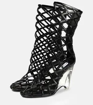 Alaïa Leather Wedge Ankle Boots